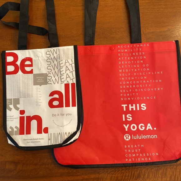 lululemon athletica | Bags | Large And Small Reusable Lululemon Red ...